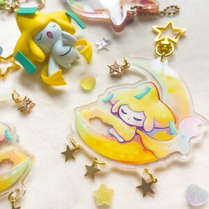 Jirachi Acrylic Keychain Charm, Legendary, Star, Wishing Star, Poke ...