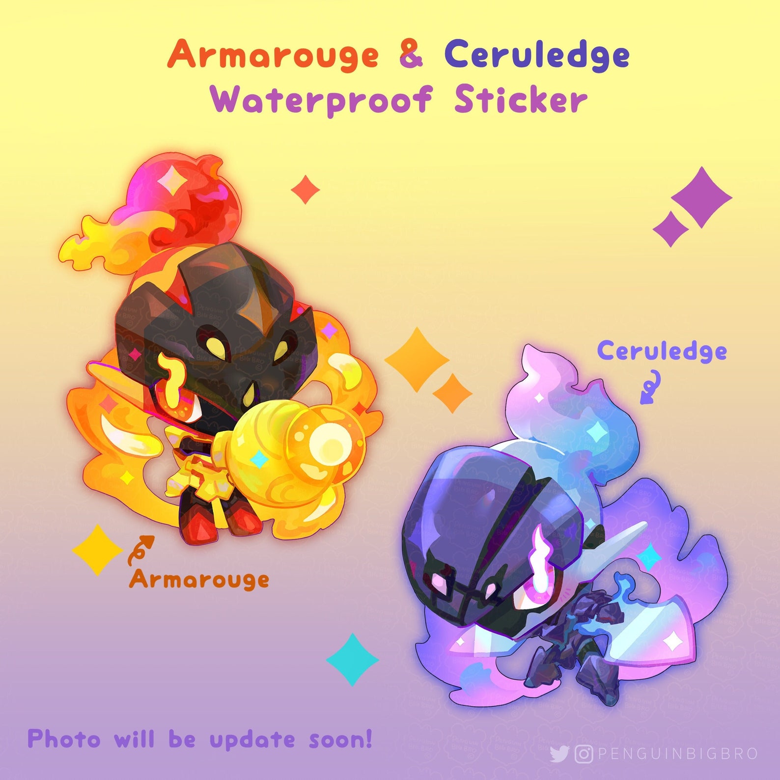 Armarouge Ceruledge Poke Monster Vinyl Waterproof Die Cut Stickers Scarlet and Violet ...