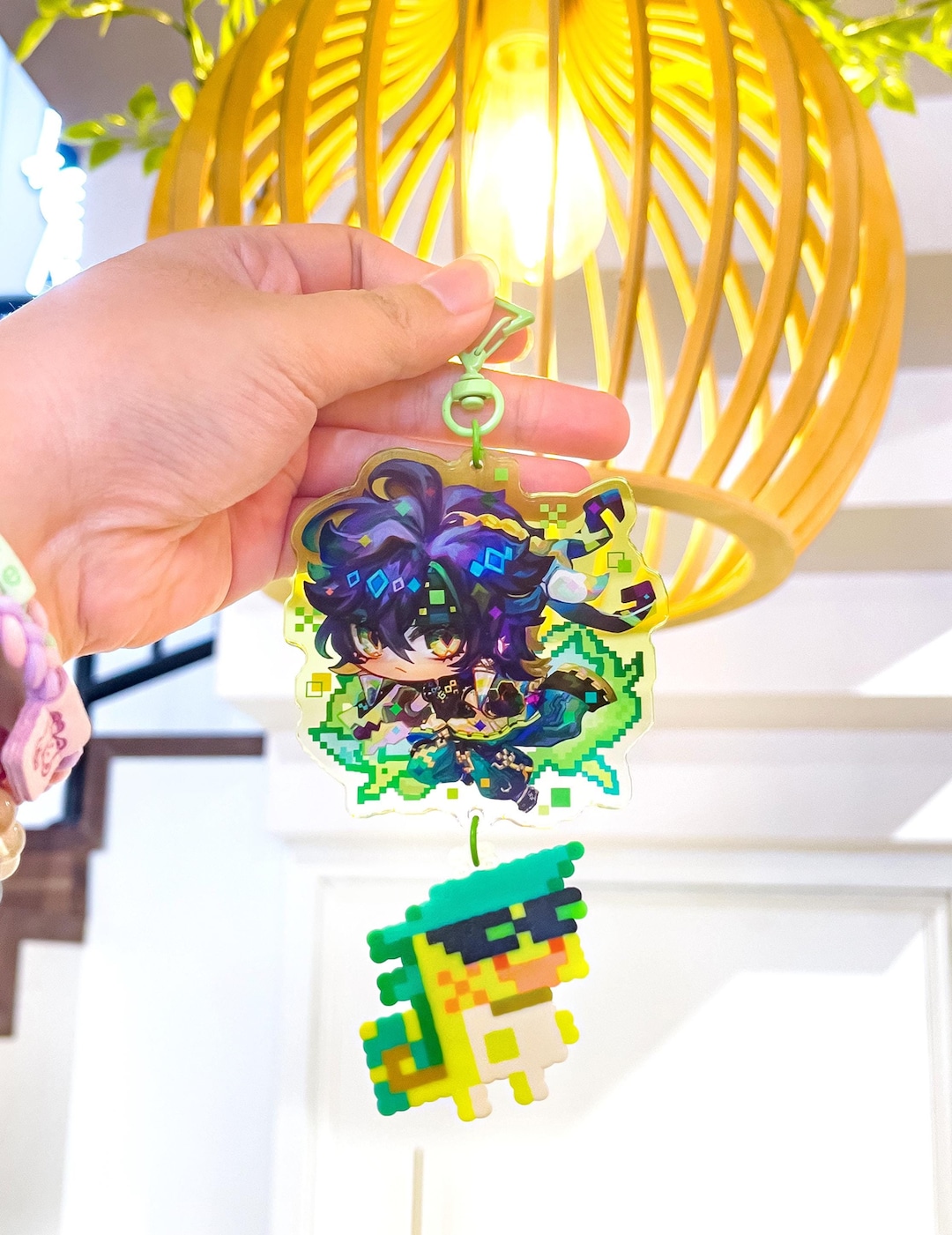 Kinich Acrylic Keychain + Ajaw Perler Beads Keychain - Genshin Impact ...