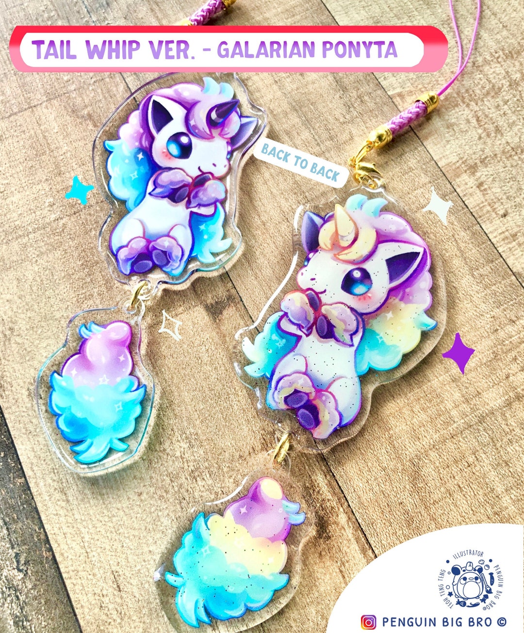 PKM - Scarlet and Violet Tail Whip Dangling Acrylic Charm | Mew, Shiny ...