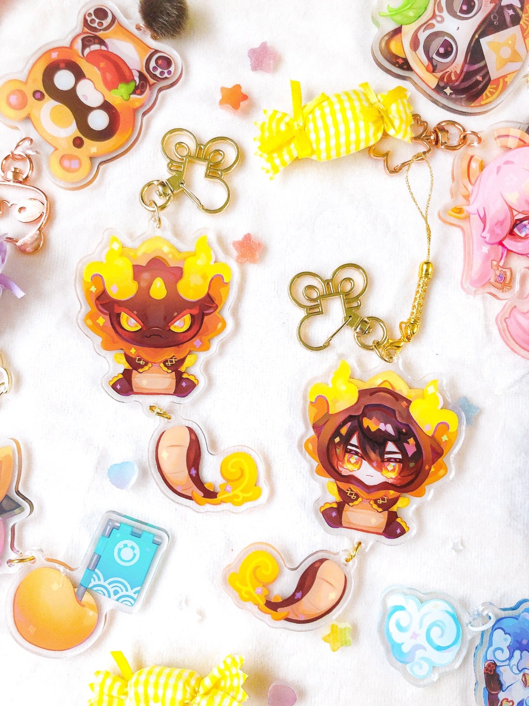 Zhongli Morax Rex Lapis Dangling Tail Keychain - Genshin Impact Fanmade ...