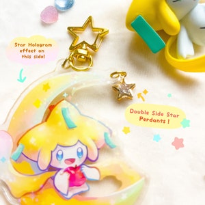 Jirachi Acrylic Keychain Charm, Legendary, Star, Wishing Star, Poke ...