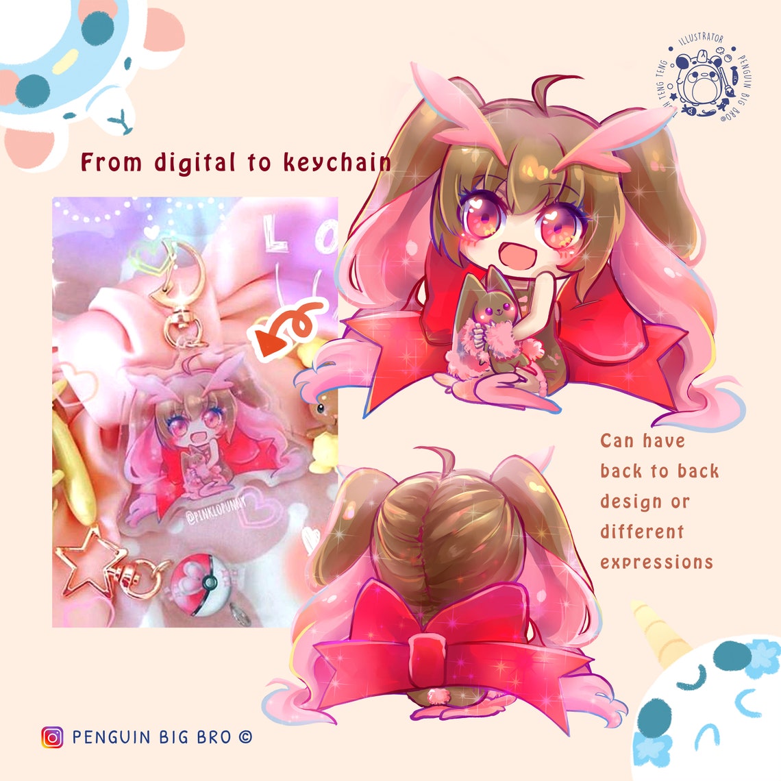CUSTOM Acrylic Keychain & Digital Art Commissions Charm - Etsy