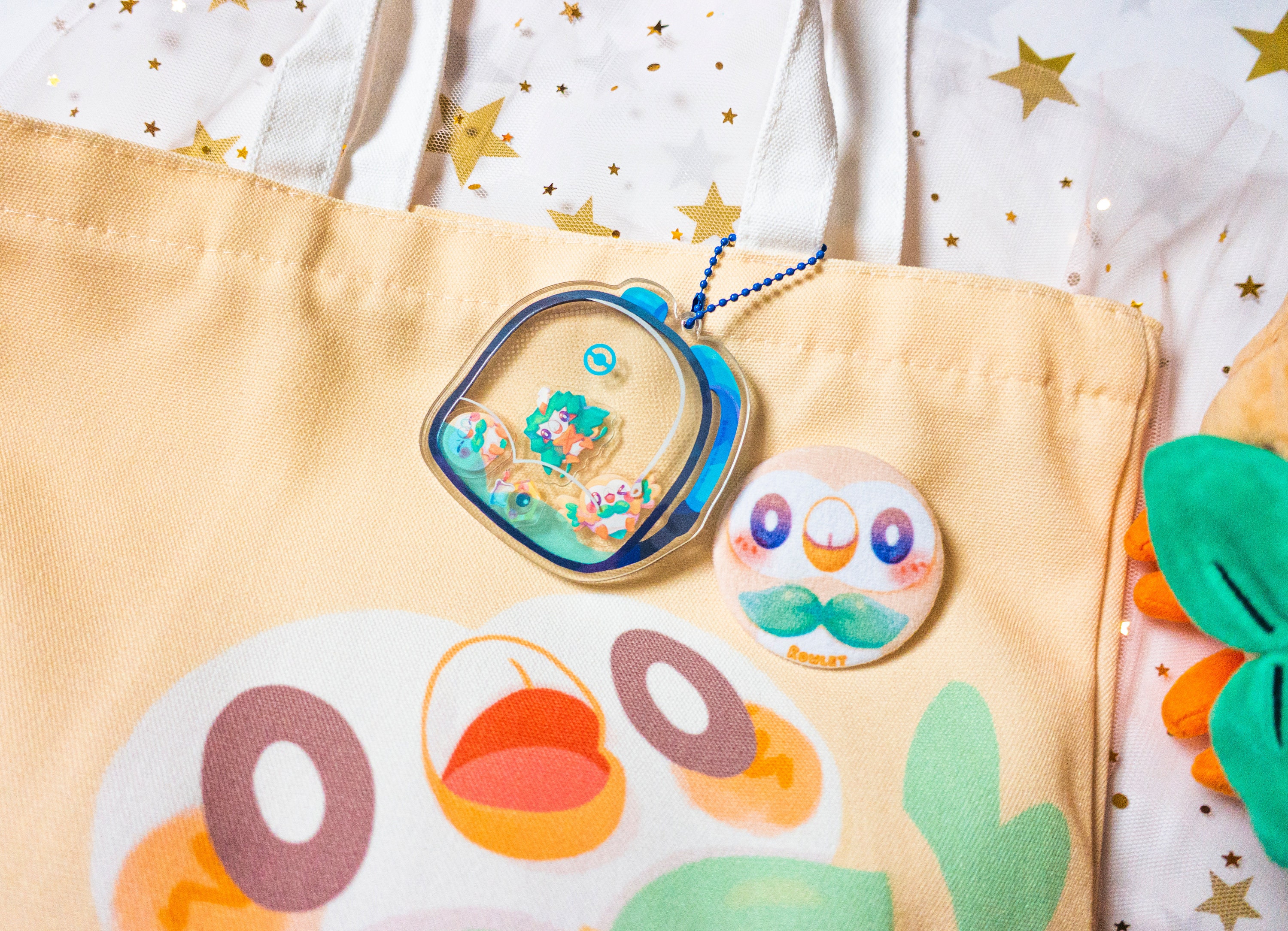 Rowlet & Meltan in Ash's Bag Shaker Charms Acrylic - Etsy