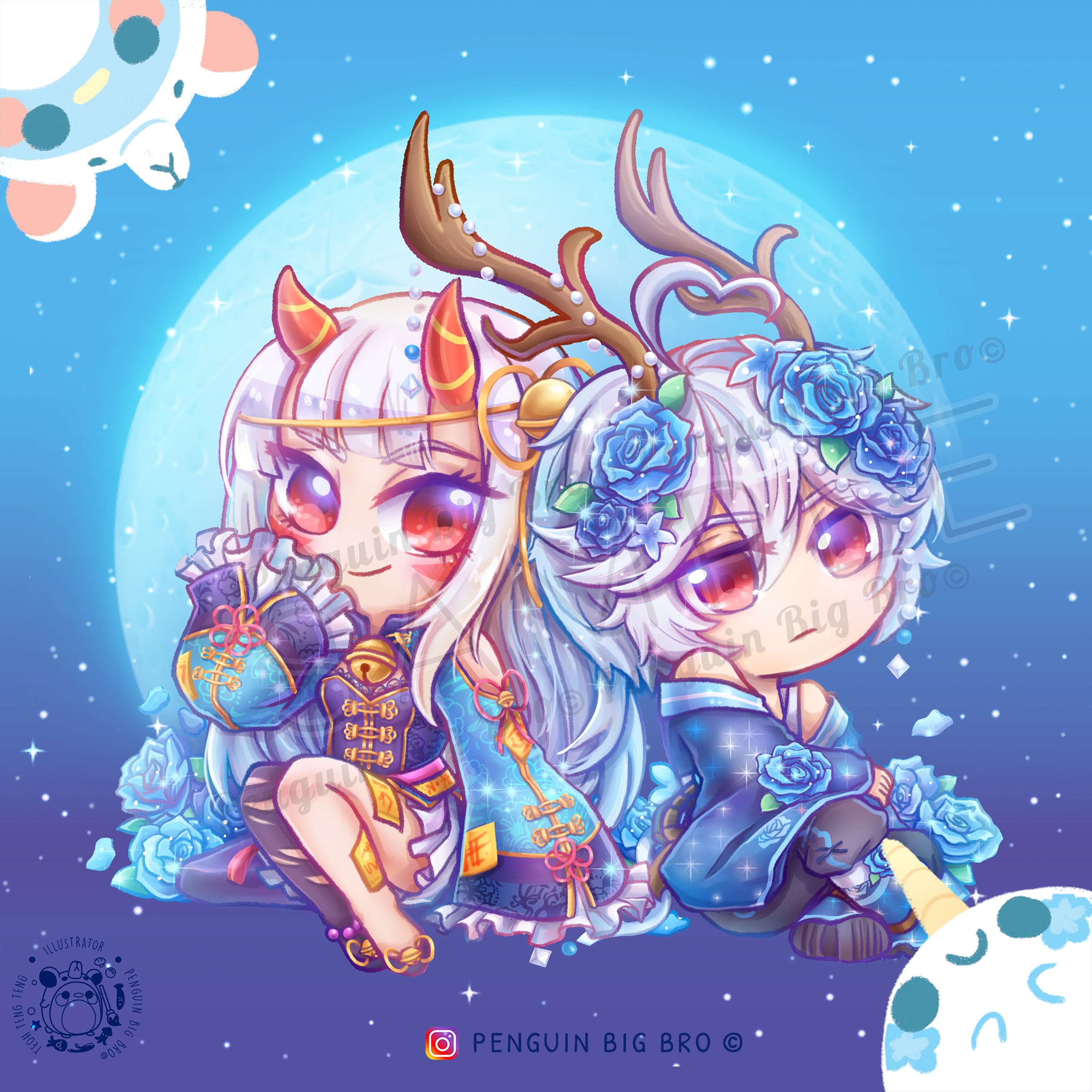 Digital Art Commissions Chibi Commission Couple Pets | Etsy