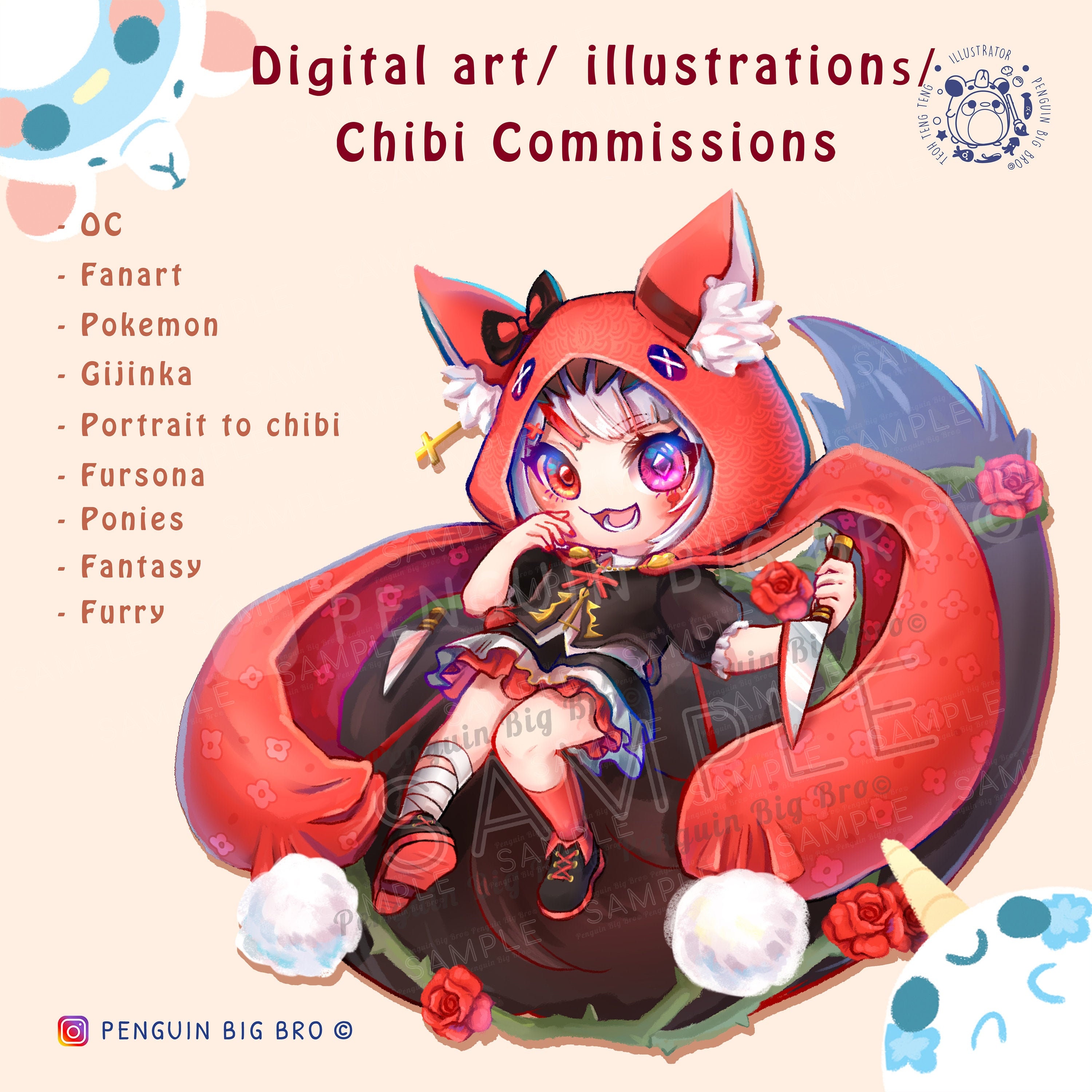 Digital Art Commissions Chibi Commission Couple Pets | Etsy