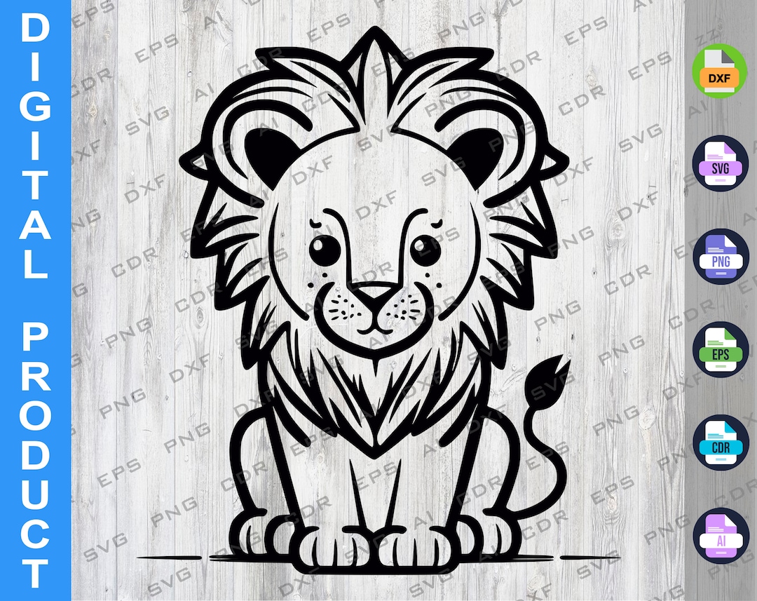 Lion Cub V8 Svg Cricut, Download DXF, SVG, Eps, Cdr, Ai, Png, Printable ...