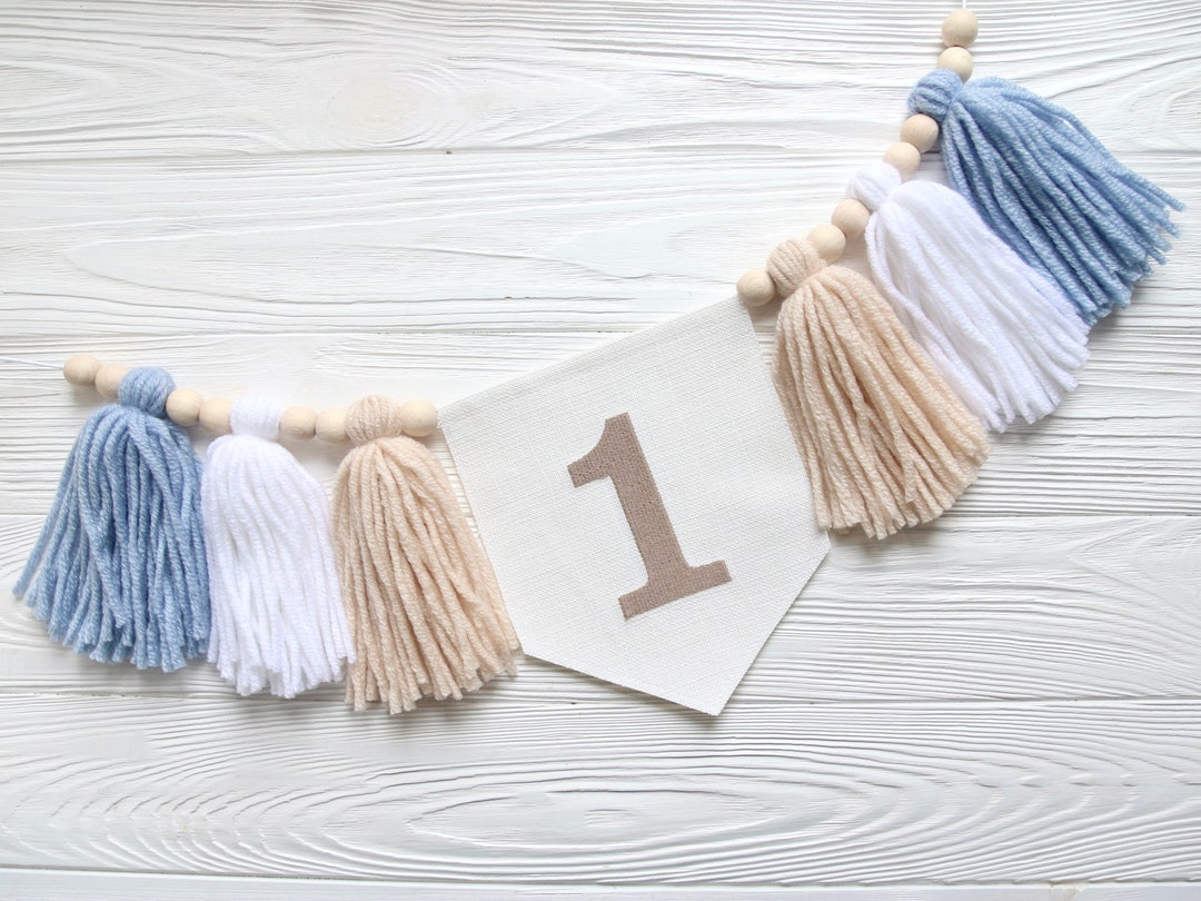 Boy 1st Birthday Baby Blue High Chair Banner Boy's Yarn - Etsy