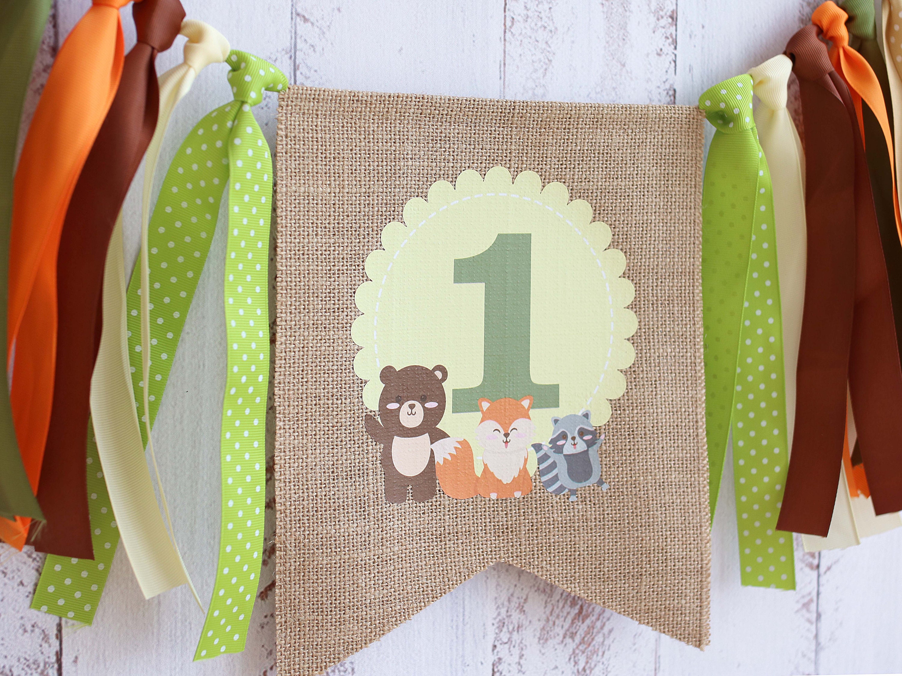Woodland First Birthday Decor high chair Woodland banner | Etsy