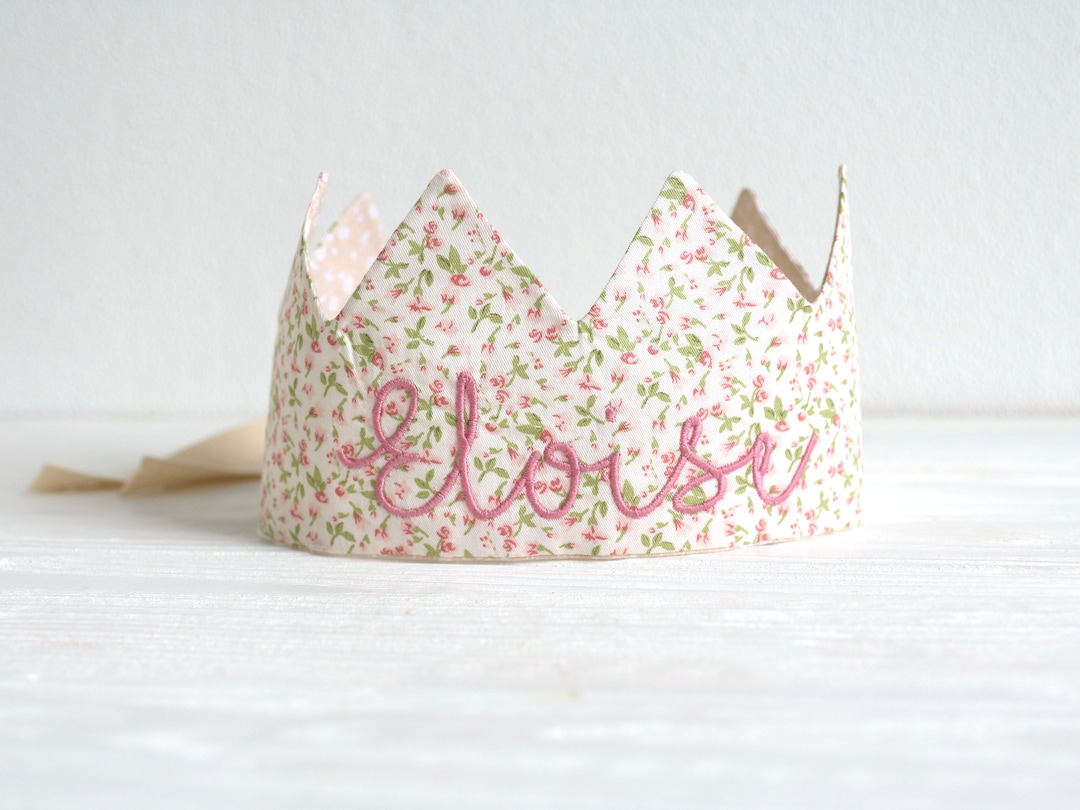 Personalized Name Birthday Crown, Girl's Birthday, Floral Pink Birthday ...