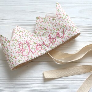 Personalized Name Birthday Crown, Girl's Birthday, Floral Pink Birthday ...