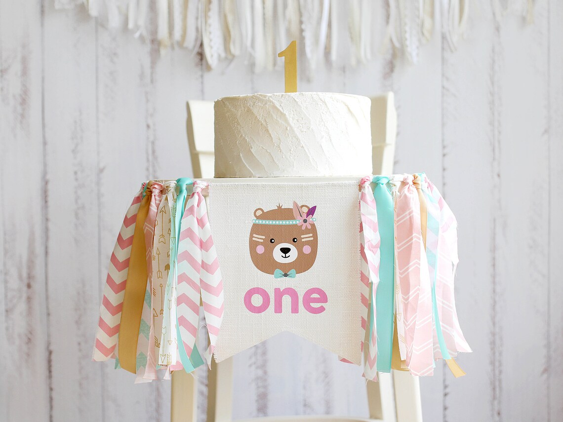 1st Birthday Decorations Girl High Chair Banner Girl Boho - Etsy