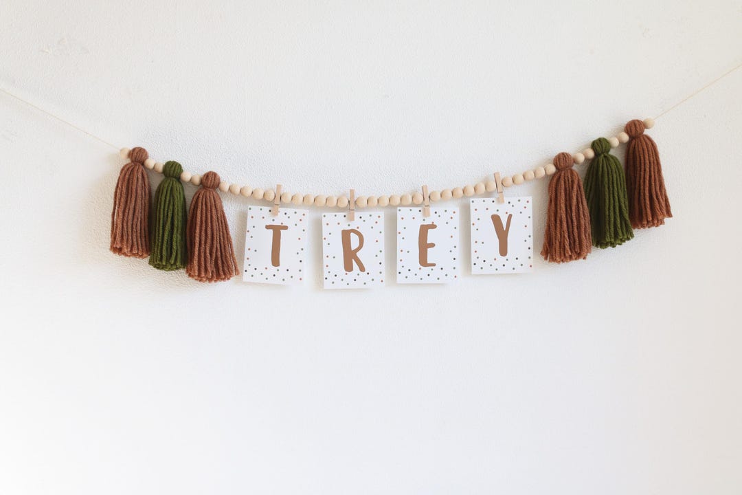 Boy Neutral Banner, Earth Tones Yarn Tassel Garland, Woodland 1st ...