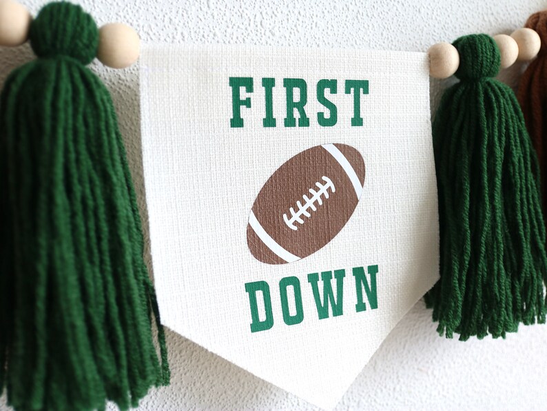 First Year Down Highchair Banner, Football 1st Birthday, Touchdown ...