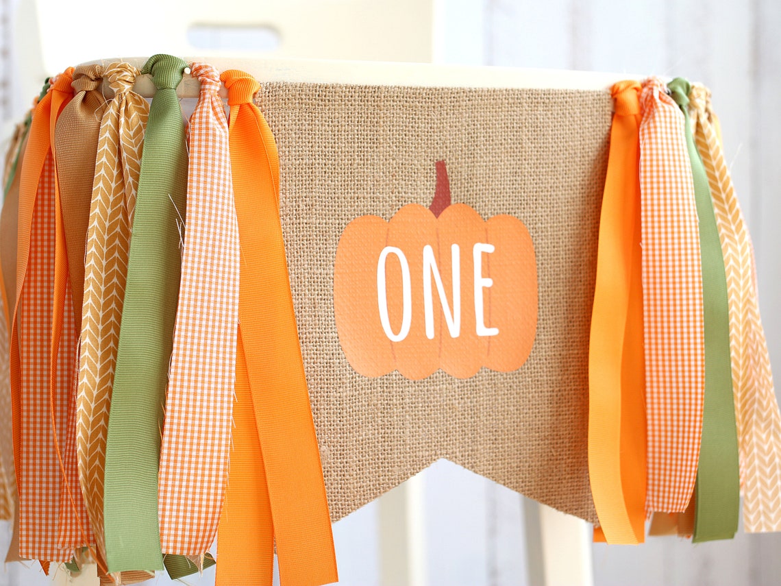 High Chair Pumpkin Banner, 1st Pumpkin Birthday, One High Chair Banner ...