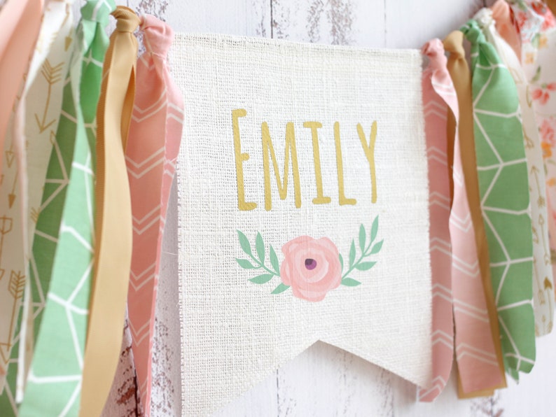 Personalized High Chair Banner, Floral Highchair Banner Girl, First ...