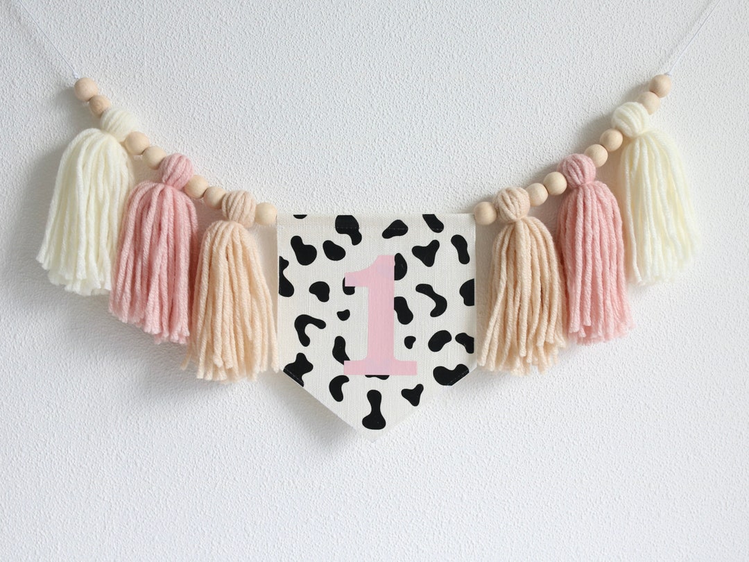 Girl's Cheetah Birthday High Chair Banner, Wild One Pink Girl's Banner ...