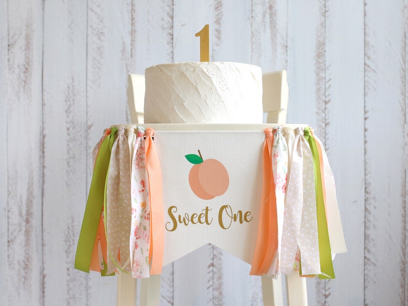 Sweet One Highchair Banner Peach Birthday Banner Sweet as - Etsy