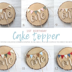 1st Birthday Cake Topper, Cake Smash Photo Prop, One Cake Topper, Flag ...