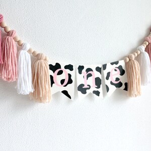 My First Rodeo Birthday Pink High Chair Banner, Cow Cake Smash Garland ...