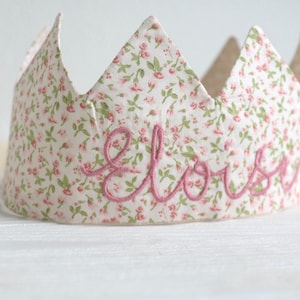 Personalized Name Birthday Crown, Girl's Birthday, Floral Pink Birthday ...