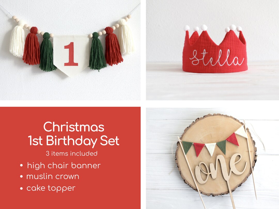 1st Christmas Birthday Party Bundle, Christmas High Chair Banner, Oh ...