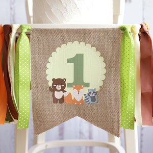 Woodland First Birthday Decor, High Chair Woodland Banner, Woodland ...