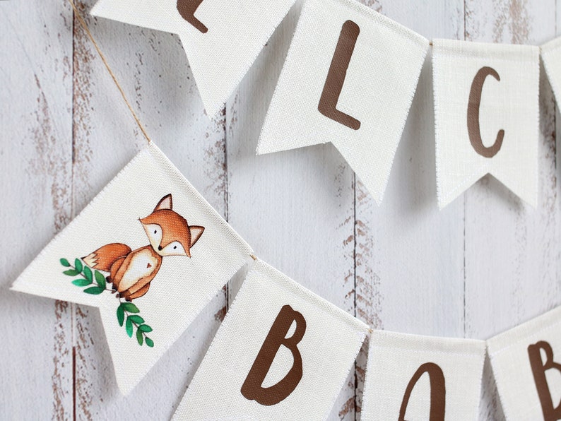 Welcome Baby Banner Woodland Baby Sign Woodland Baby Shower - Etsy