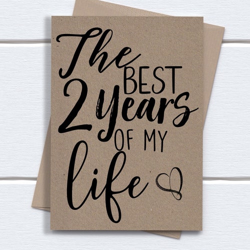 2nd anniversary Card Two year anniversary card The best 2 | Etsy