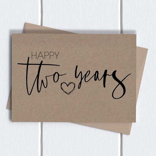 2nd Anniversary Card Two Year Anniversary Card Happy Two - Etsy