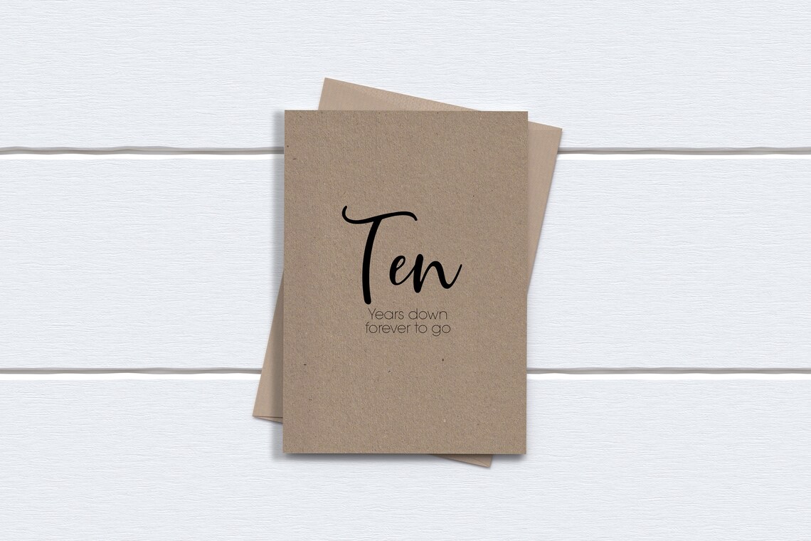 10th Anniversary Card Ten Year Anniversary Card Ten Years | Etsy UK