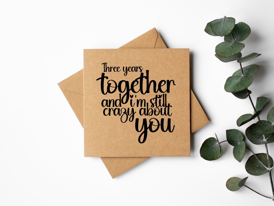 3rd Anniversary Card for Him or Her Three Years Together - Etsy