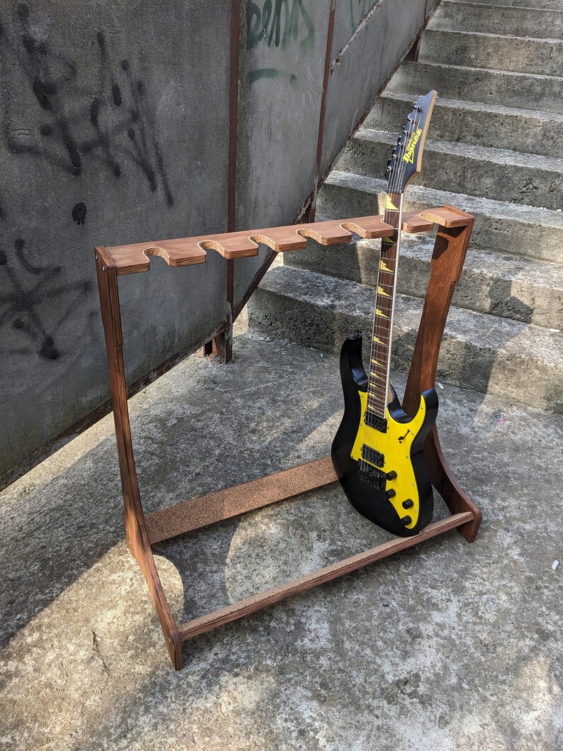 Electric Guitars Stand, Bass Guitar Stand, Stand for Electric Guitars, Hand Built Engraved Wood ...