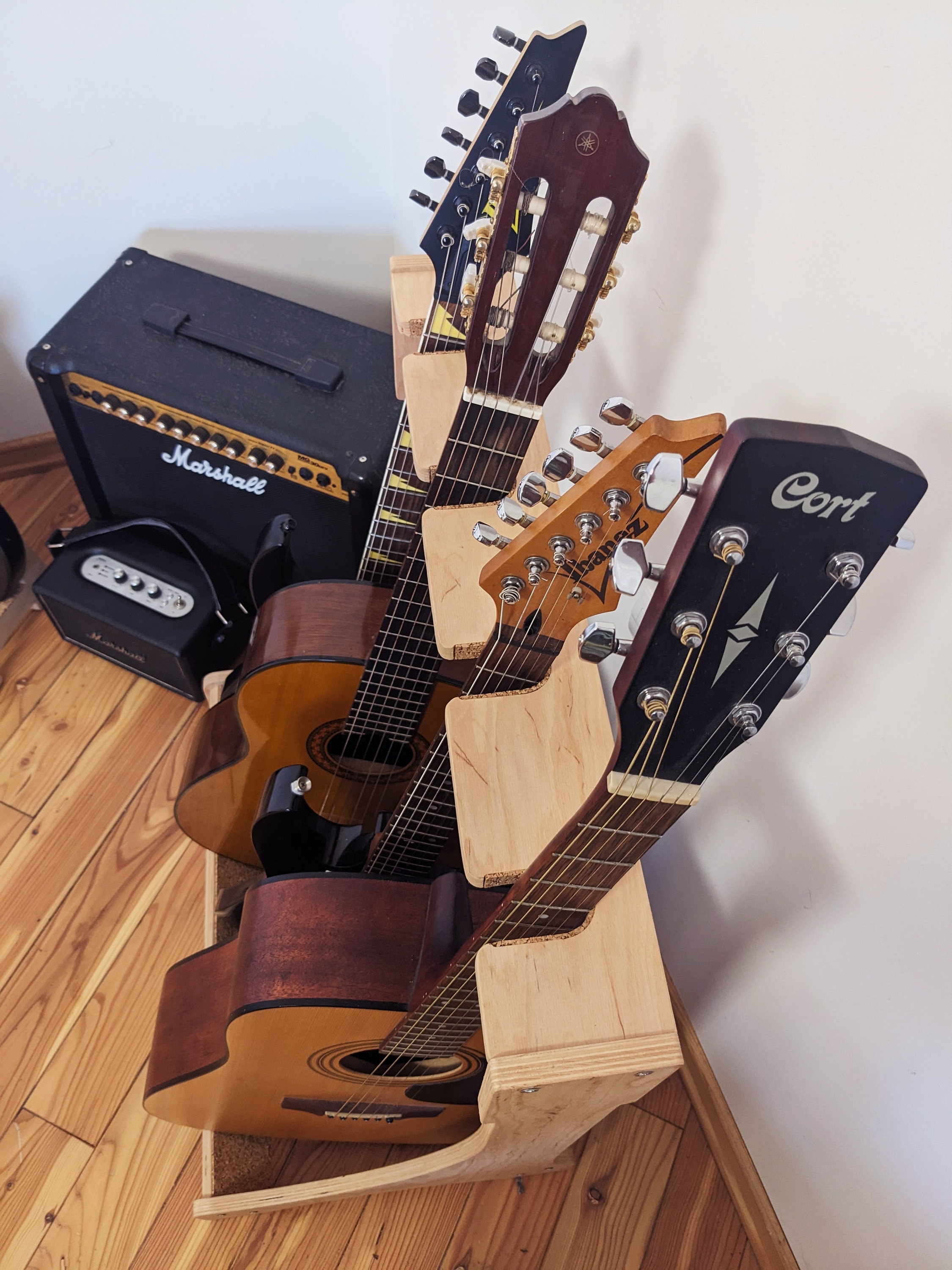 Acoustic Guitar Stand, Hand Built Engraved Wood Guitar Stand, Stand for ...