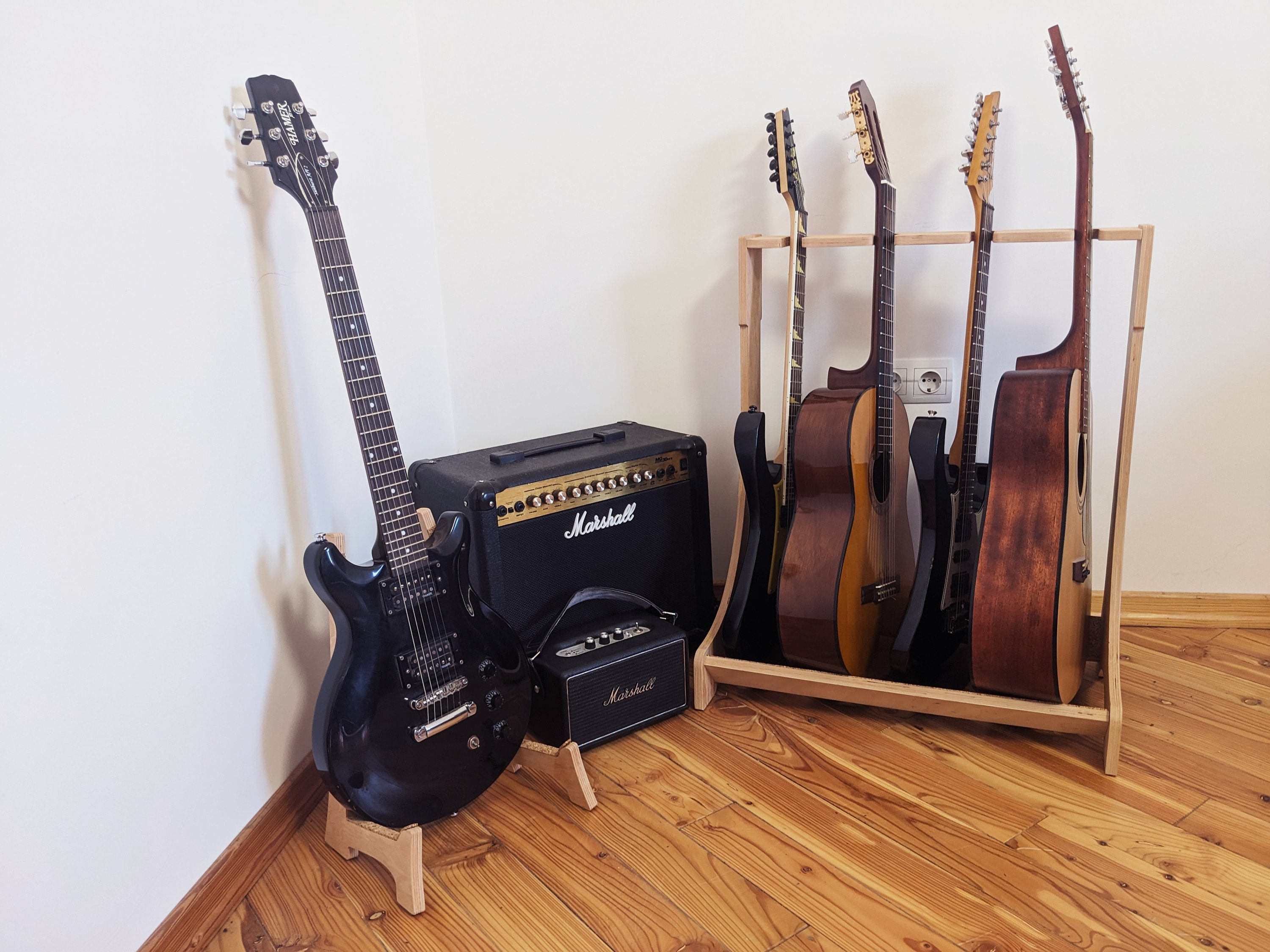 Acoustic Guitar Stand, Hand Built Engraved Wood Guitar Stand, Stand for ...