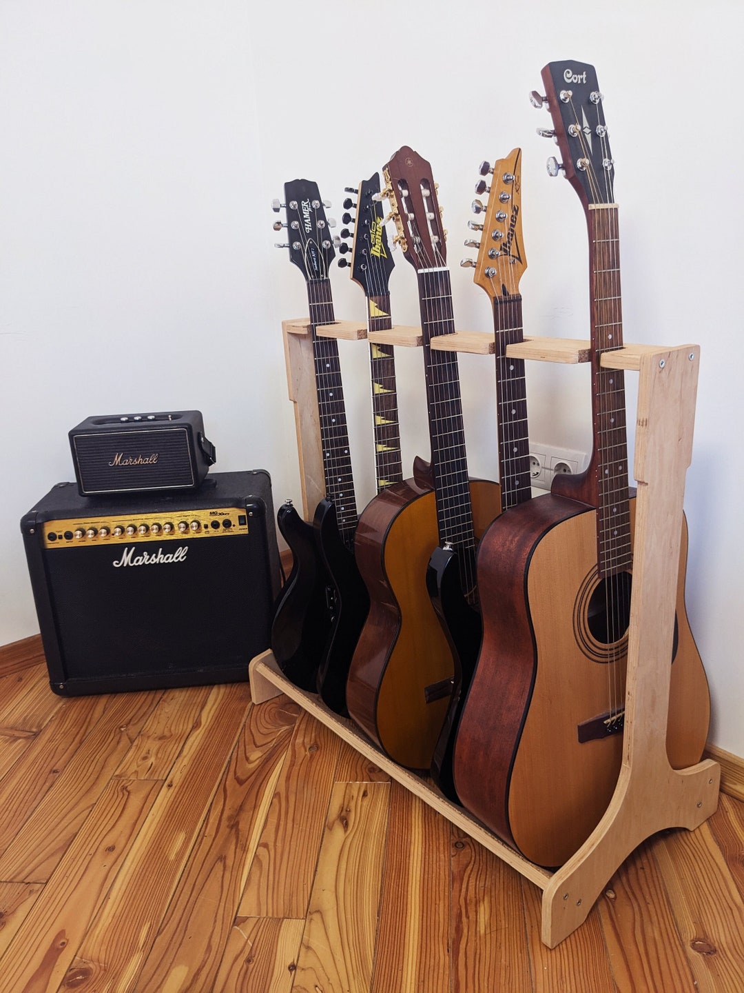 Acoustic Guitar Stand, Hand Built Engraved Wood Guitar Stand, Stand for ...