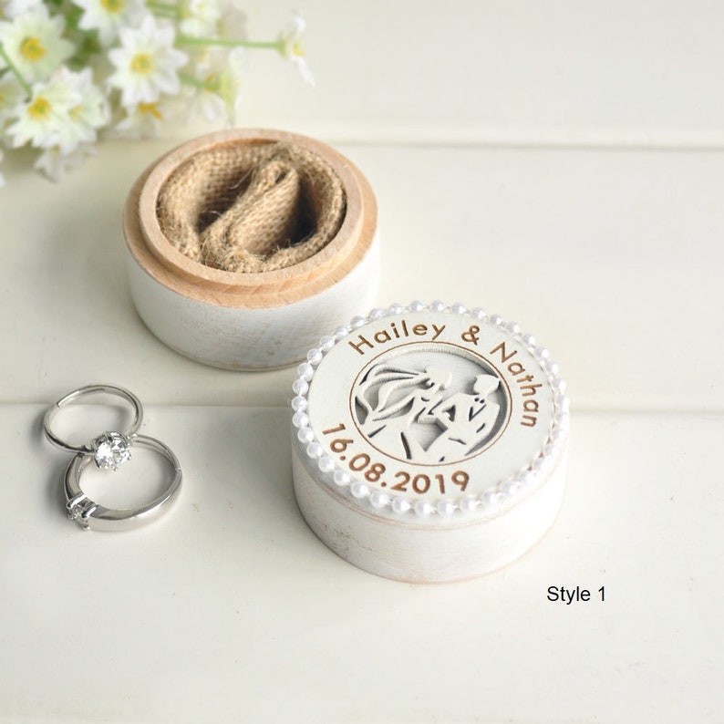 Ring Box Wedding Ring Holder Wedding Ring Box Wood Engraved - Etsy