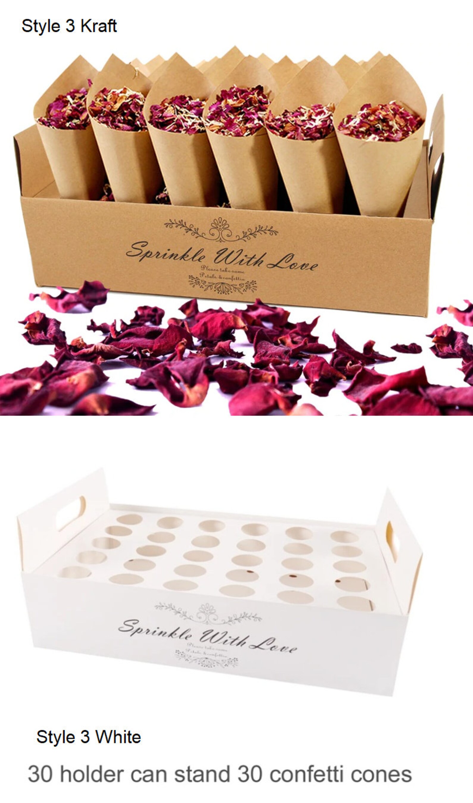Wedding Confetti Cone Holder, Confetti Cone Tray, Set 30 Personalized ...