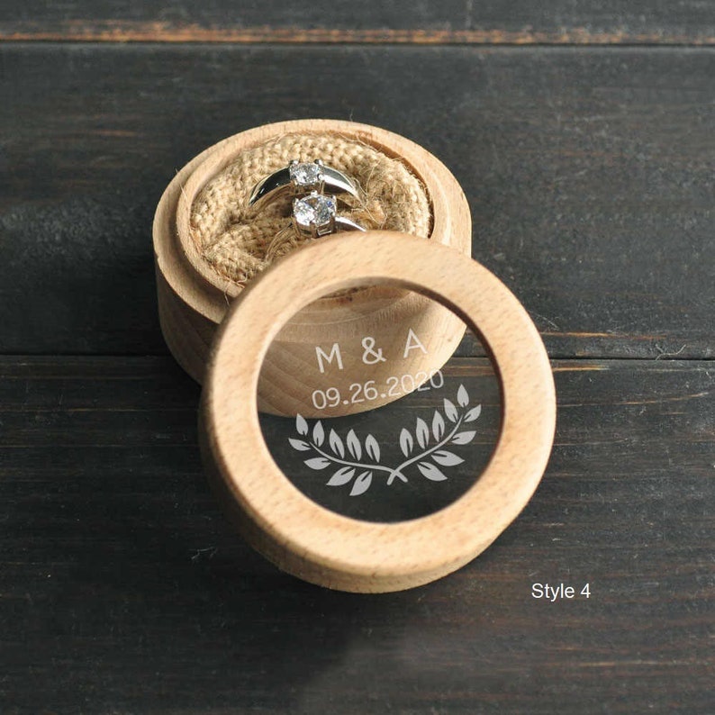 Ring Box Wedding Ring Holder Wedding Ring Box Wood Engraved - Etsy