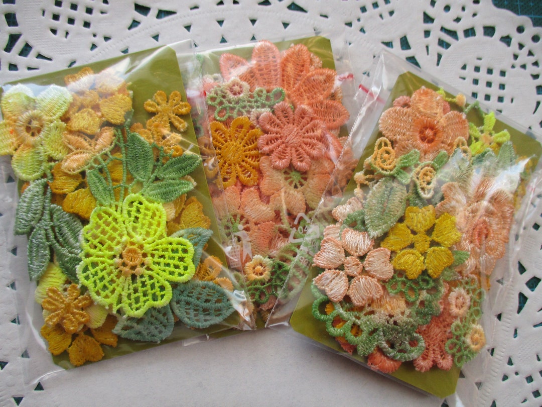 Different Hand Dyed Venise Lace Kit, 20 Pcs Lace Appliques, Crazy Quilt ...