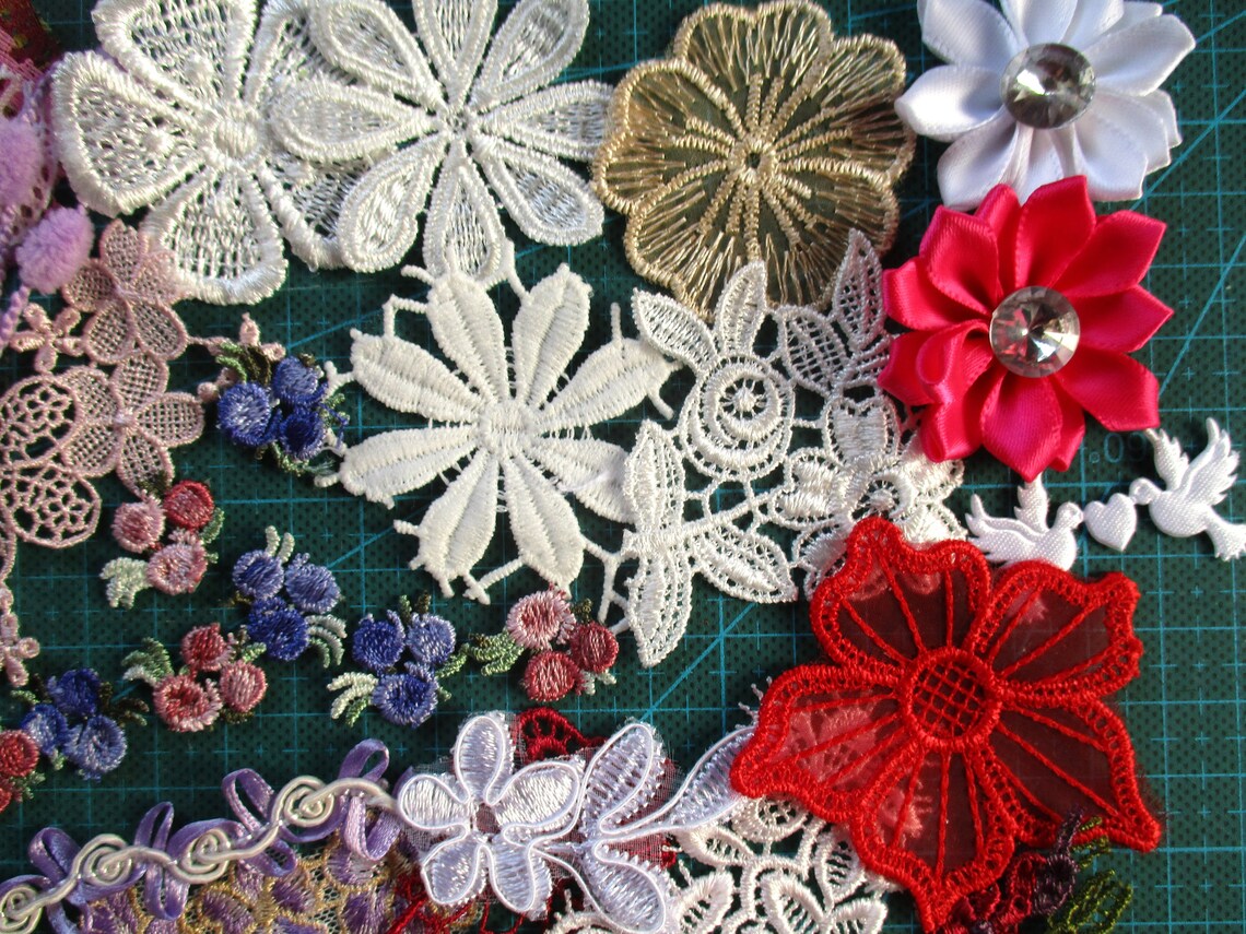 Lace Embellishment Pack Inspiration Kit Slow Sewing Kit DIY | Etsy