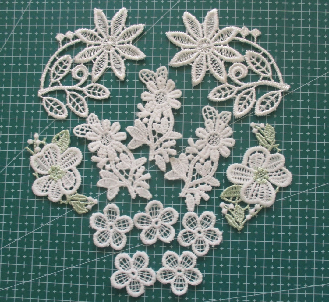 Mixed Venise Lace Kit Lace Flowers Lace Applique Kit Crazy Quilt Sew-on ...