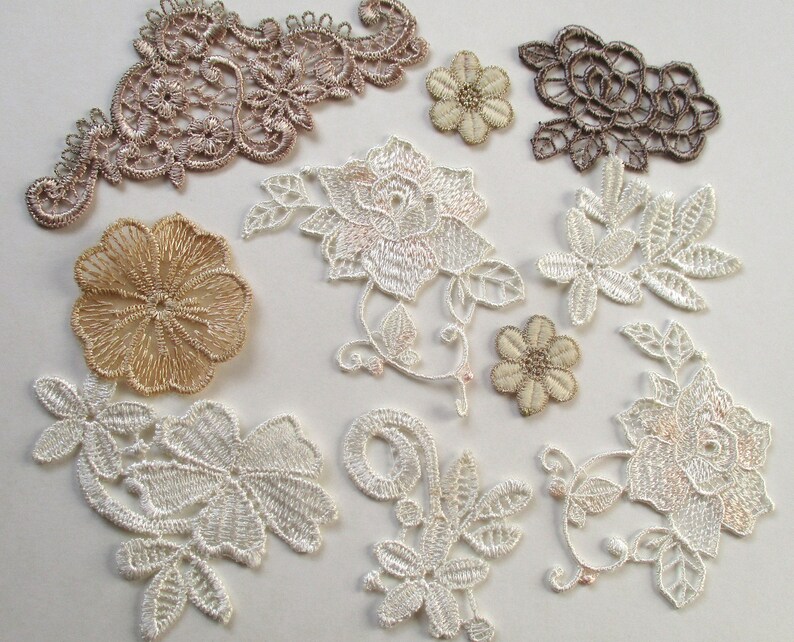 Crazy quilt lace embellishment kit Inspiration lace pack | Etsy