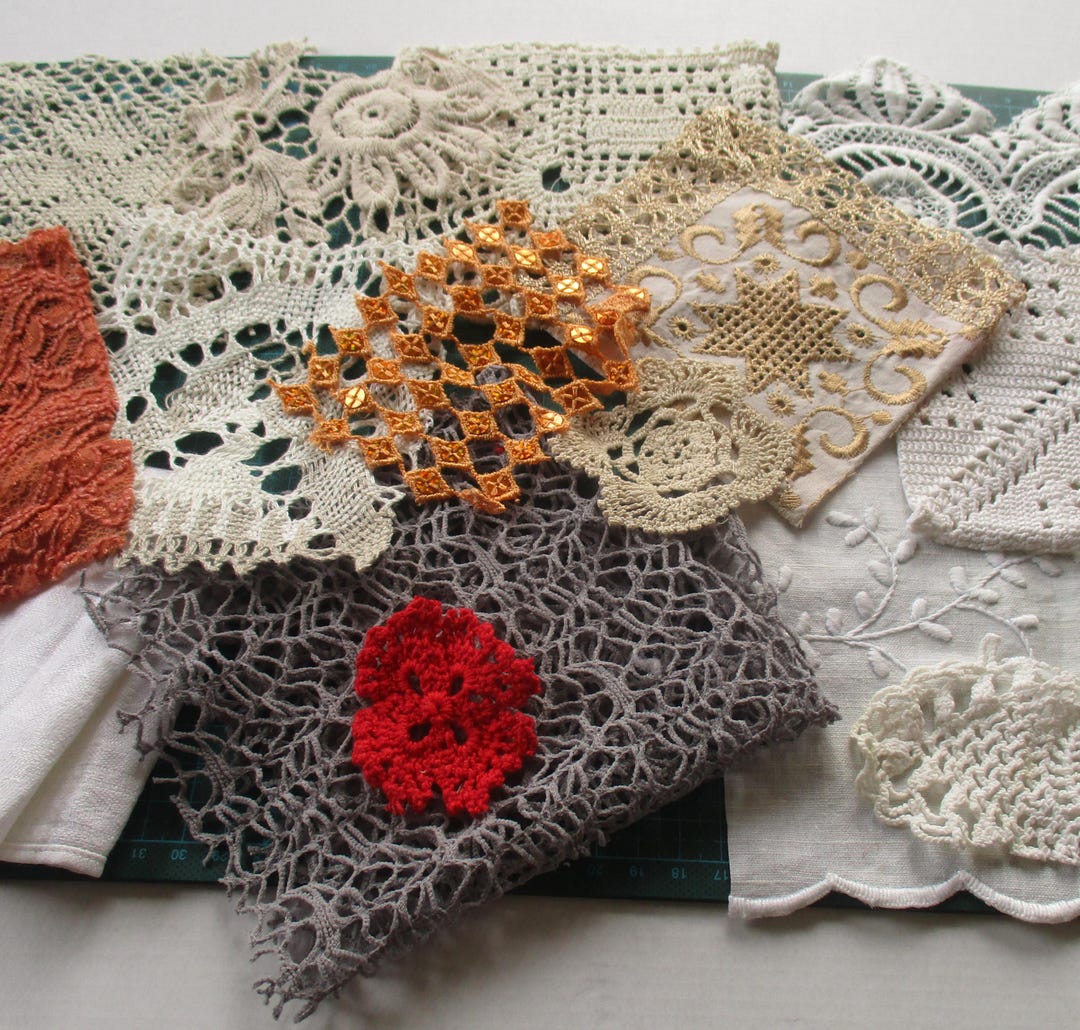 15 Pieces Vintage Lace Scraps Kit, Old Embroideries Inspiration Kit ...