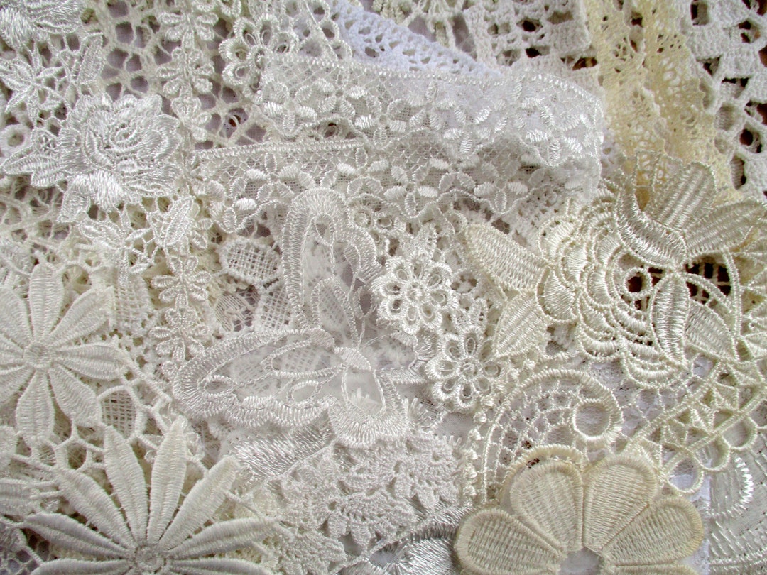 Large Vintage Lace Scraps Kit, Lace Snippets Inspiration Kit, Slow ...
