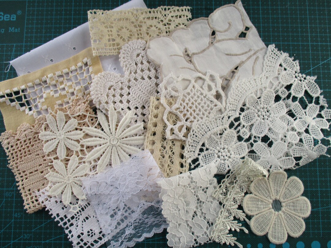 Large Vintage Lace Scraps Kit, Creative Inspiration Lace Pack, Pieces ...