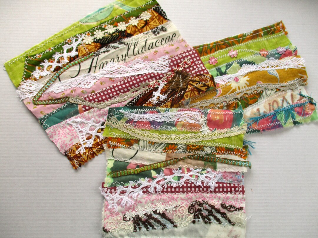 Textile Art Collage Handmade Fabric Scraps for Junk Journal Textile ...