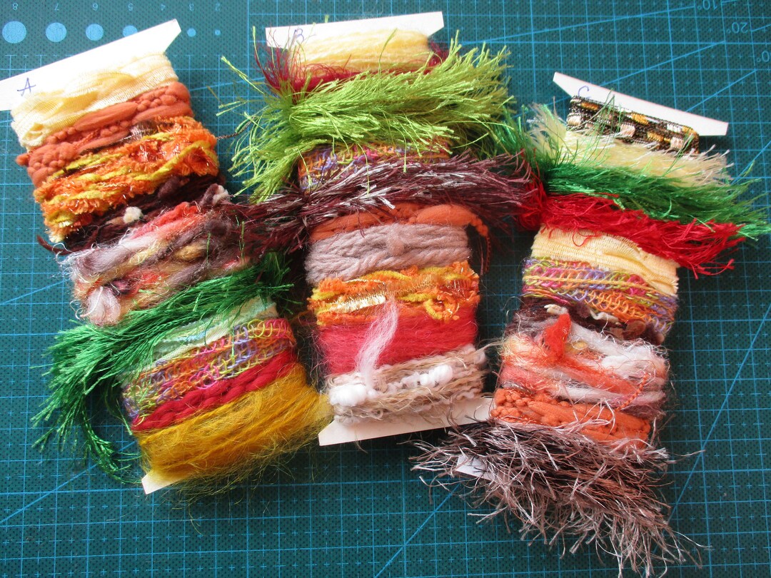 Art Yarn Bundle: Autumn Weaving Fiber Samples, 20 Yards - Etsy