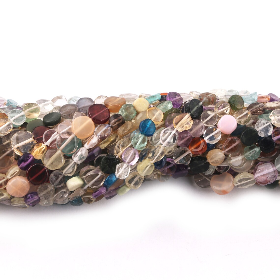 Natural Multi Gemstone Smooth Coin Shape Gemstone Loose Beads - Etsy
