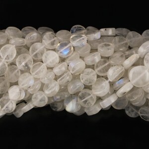 Natural Blue Fire Rainbow Moonstone Coin Beads, 6-9mm,13 Strand ...